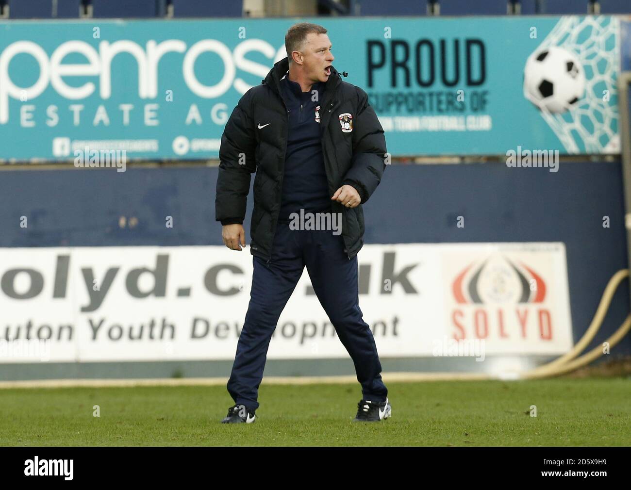 Coventry City manager Mark Robins celebrates after the game Stock Photo ...