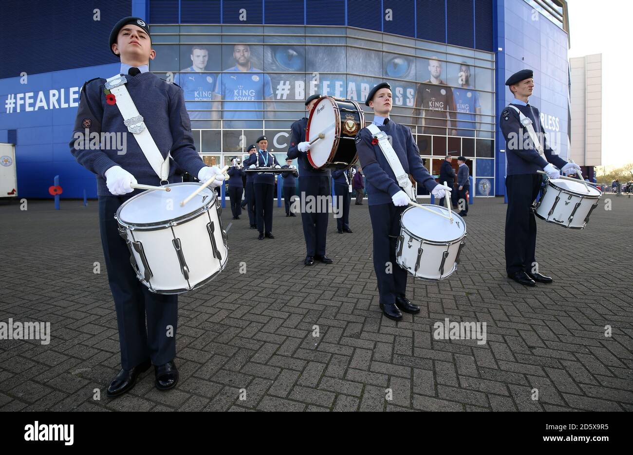 A marching band outside the King Power Stadium Stock Photo - Alamy