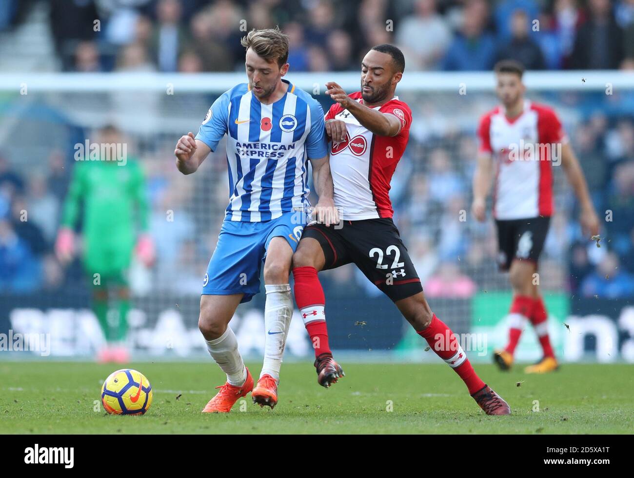 Brighton & Hove Albion's Dale Stephens (left) and Southampton's Nathan ...