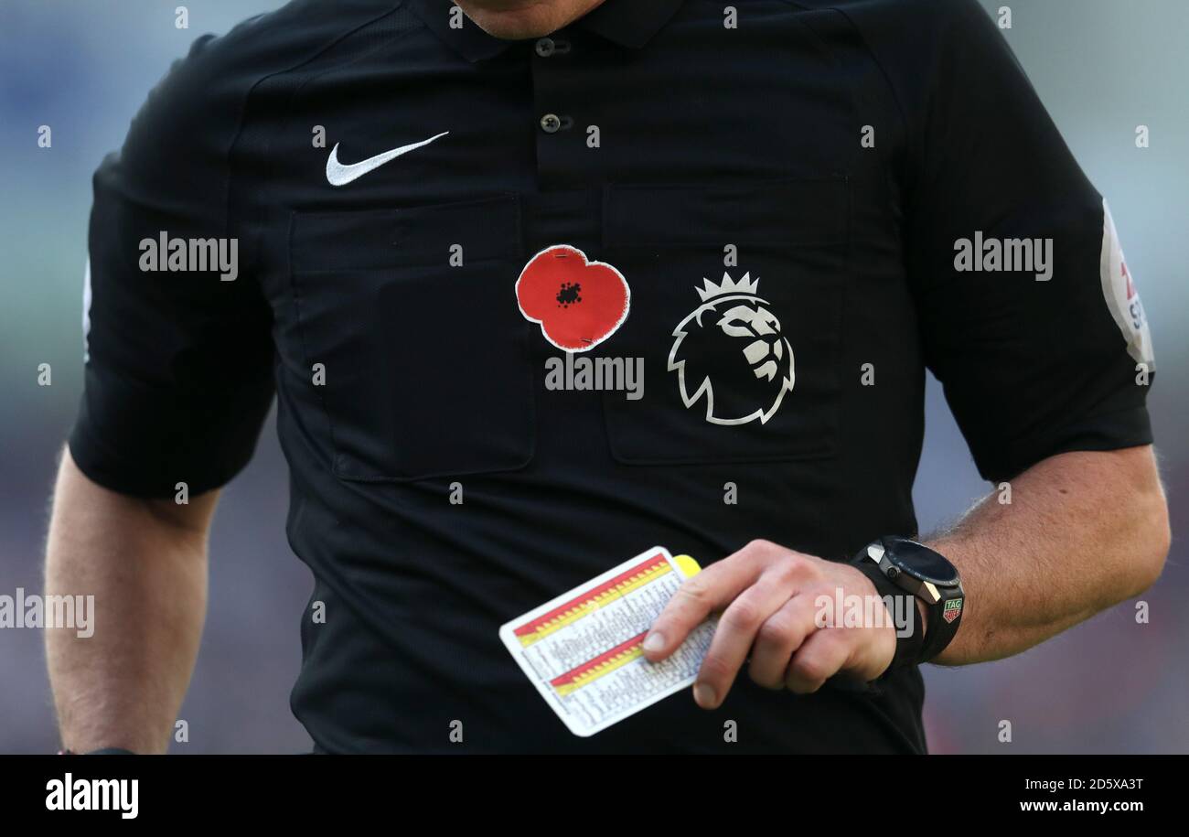 A general view of a poppy symbol on the referee's strip Stock Photo - Alamy