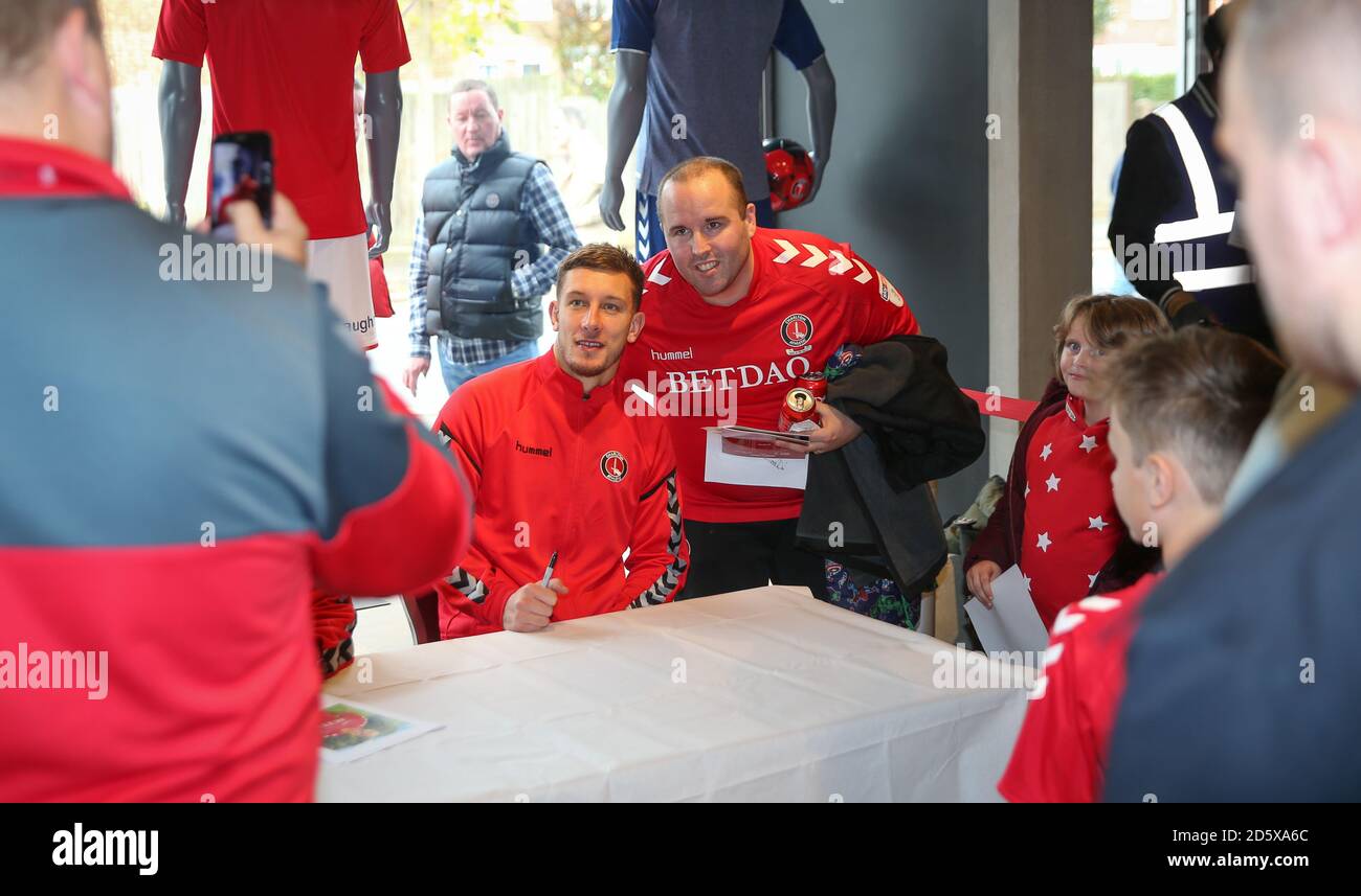 Charlton Athletic's Jason Pearce poses for a picture in the club shop ...