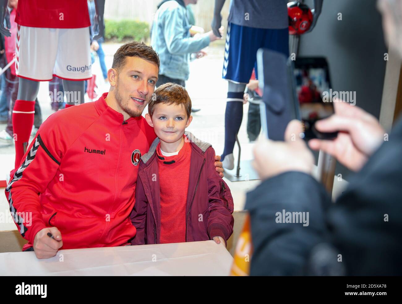 Charlton Athletic's Jason Pearce poses for pictures in the club shop ...