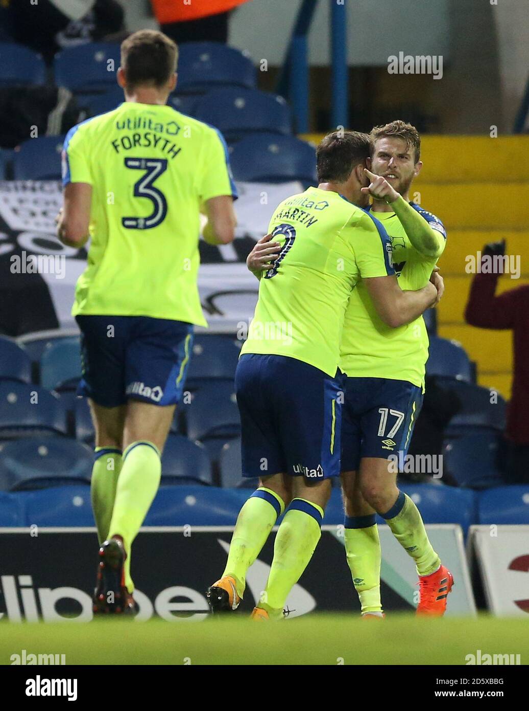Derby County's Sam Winnall (right) celebrates scoring his side's first ...