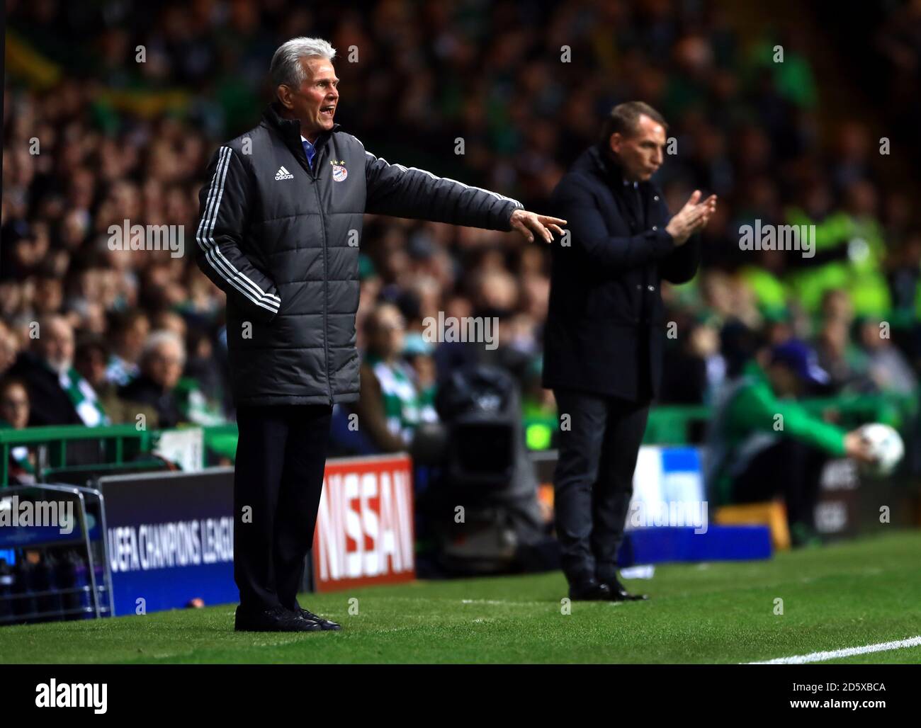 Bayern Munich manager Jupp Heynckes (left) and Celtic manager Brendan ...