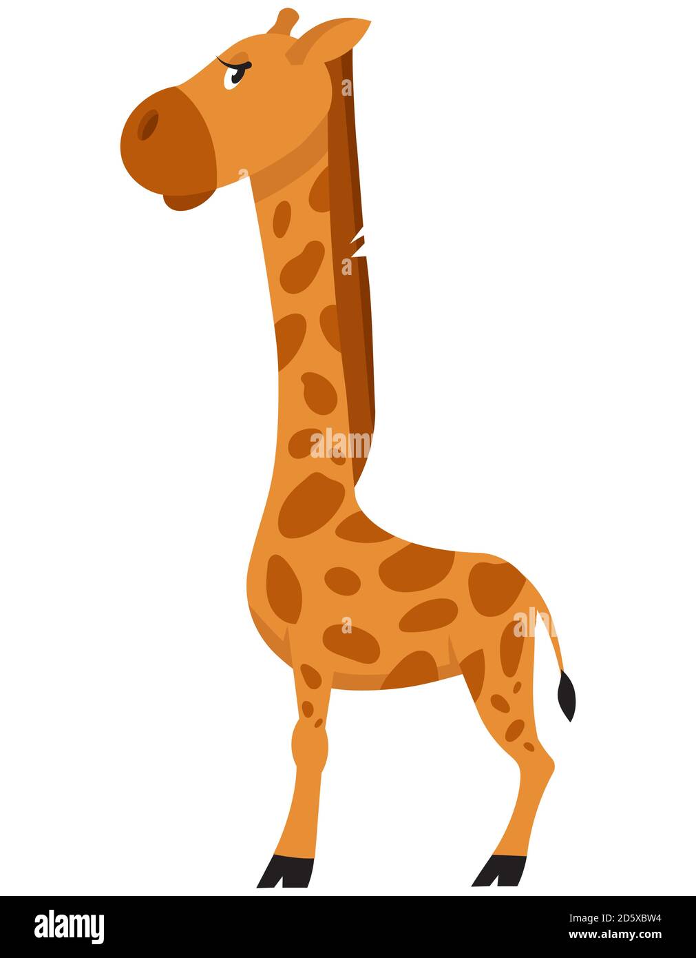 Standing female giraffe side view. African animal in cartoon style ...