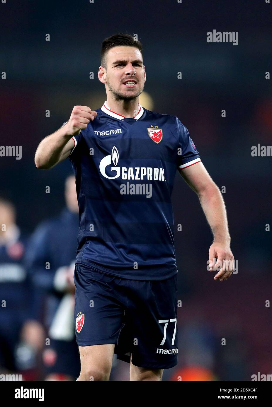 Red Star Belgrade's Marko Gobeljic celebrates the draw after the final ...
