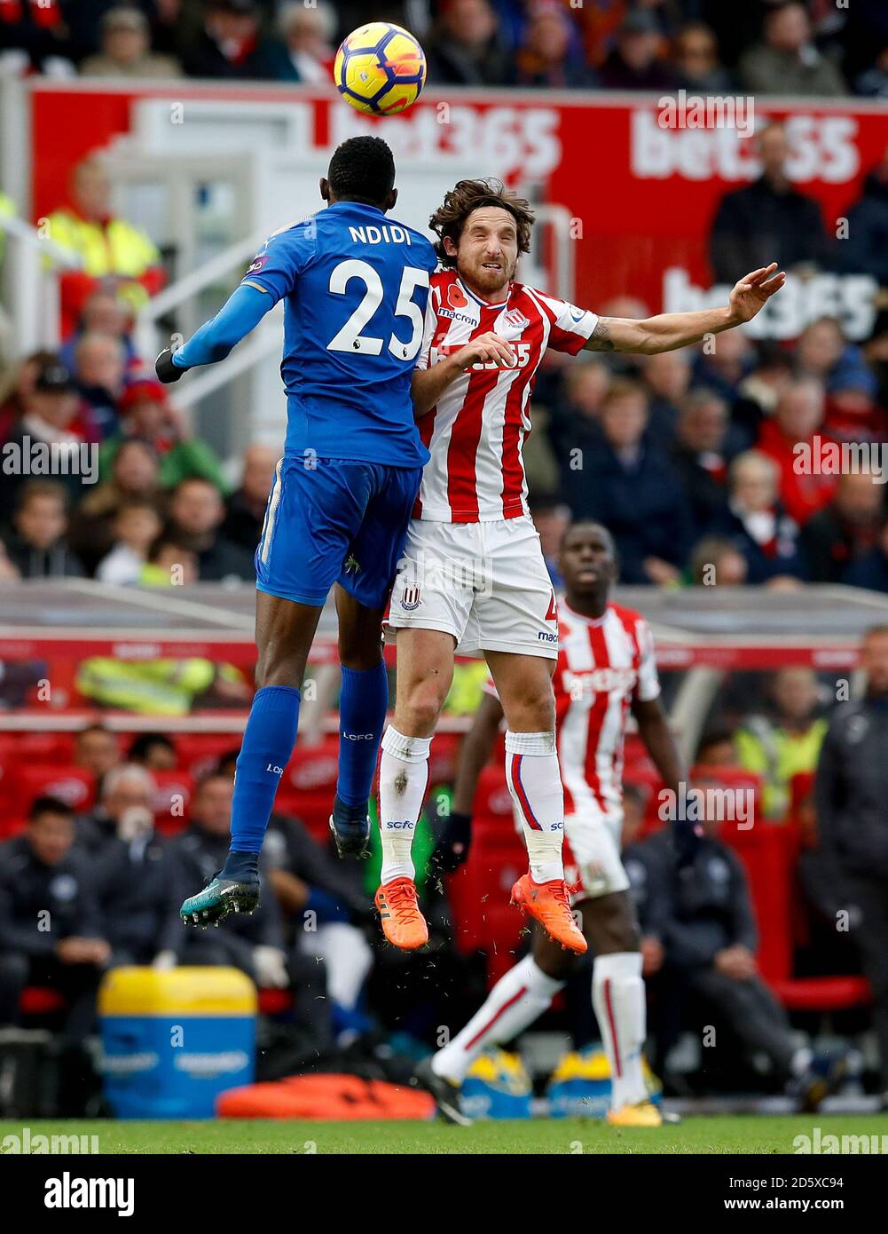 Leicester City's Wilfred Ndidi (left) and Stoke City's Joe Allen (right ...