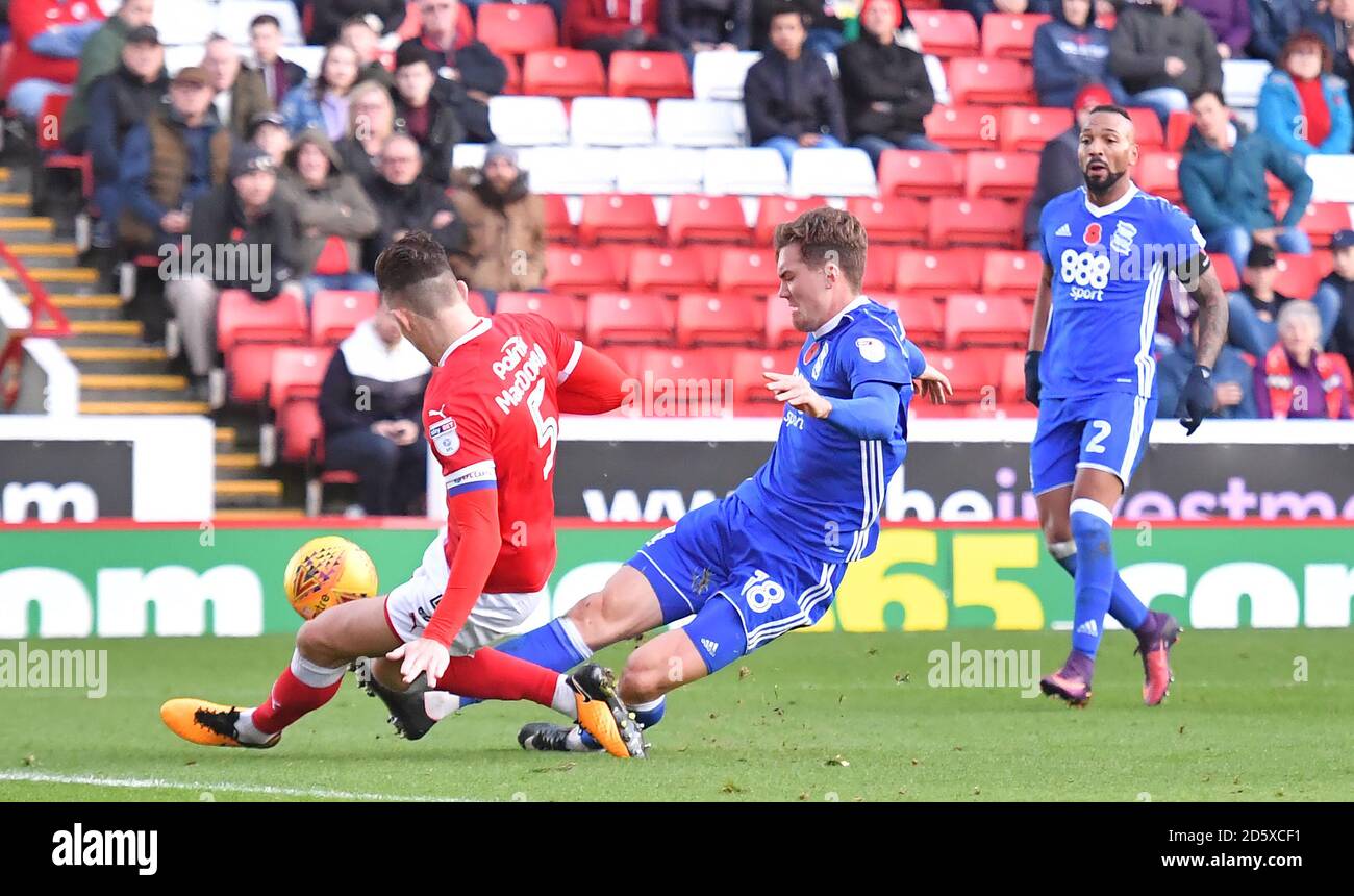 Birmingham City's Sam Gallagher has a shot on goal Stock Photo - Alamy
