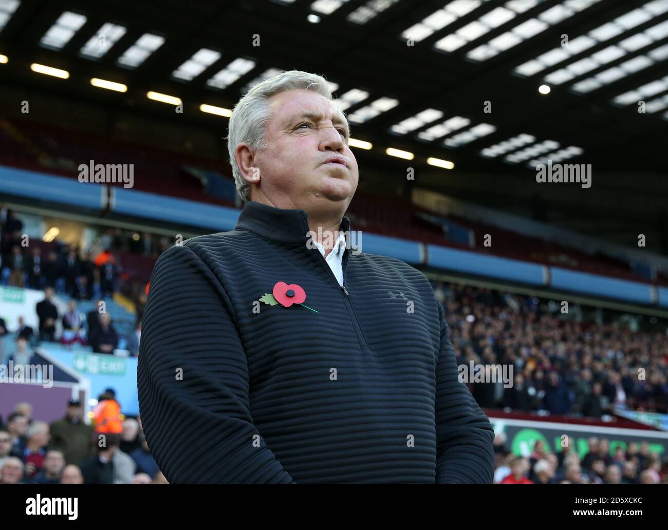 Aston Villa manager Steve Bruce puffs out his cheeks before the game ...