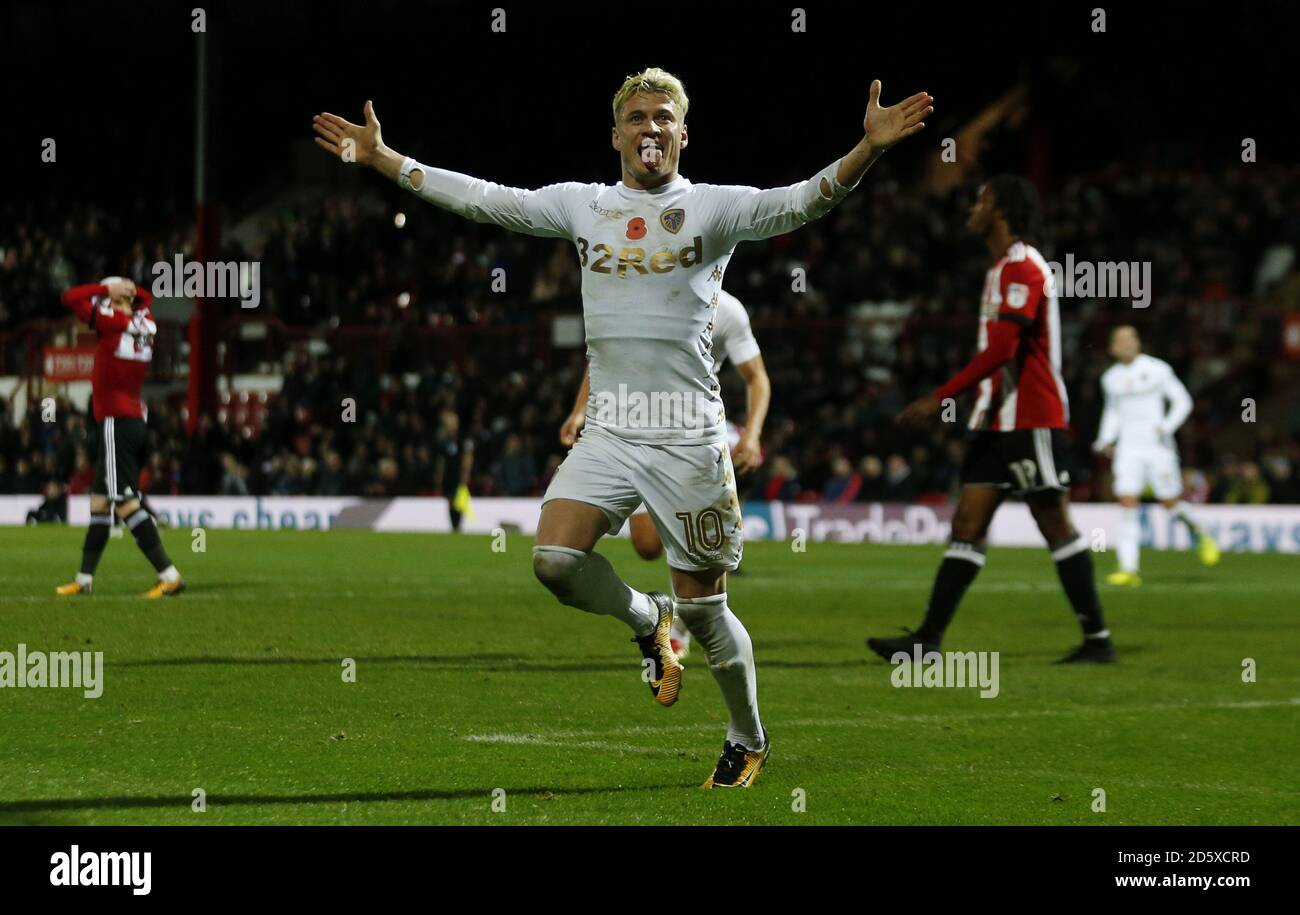 Leeds United's Ezgjan Alioski celebrates scoring their first goal Stock ...