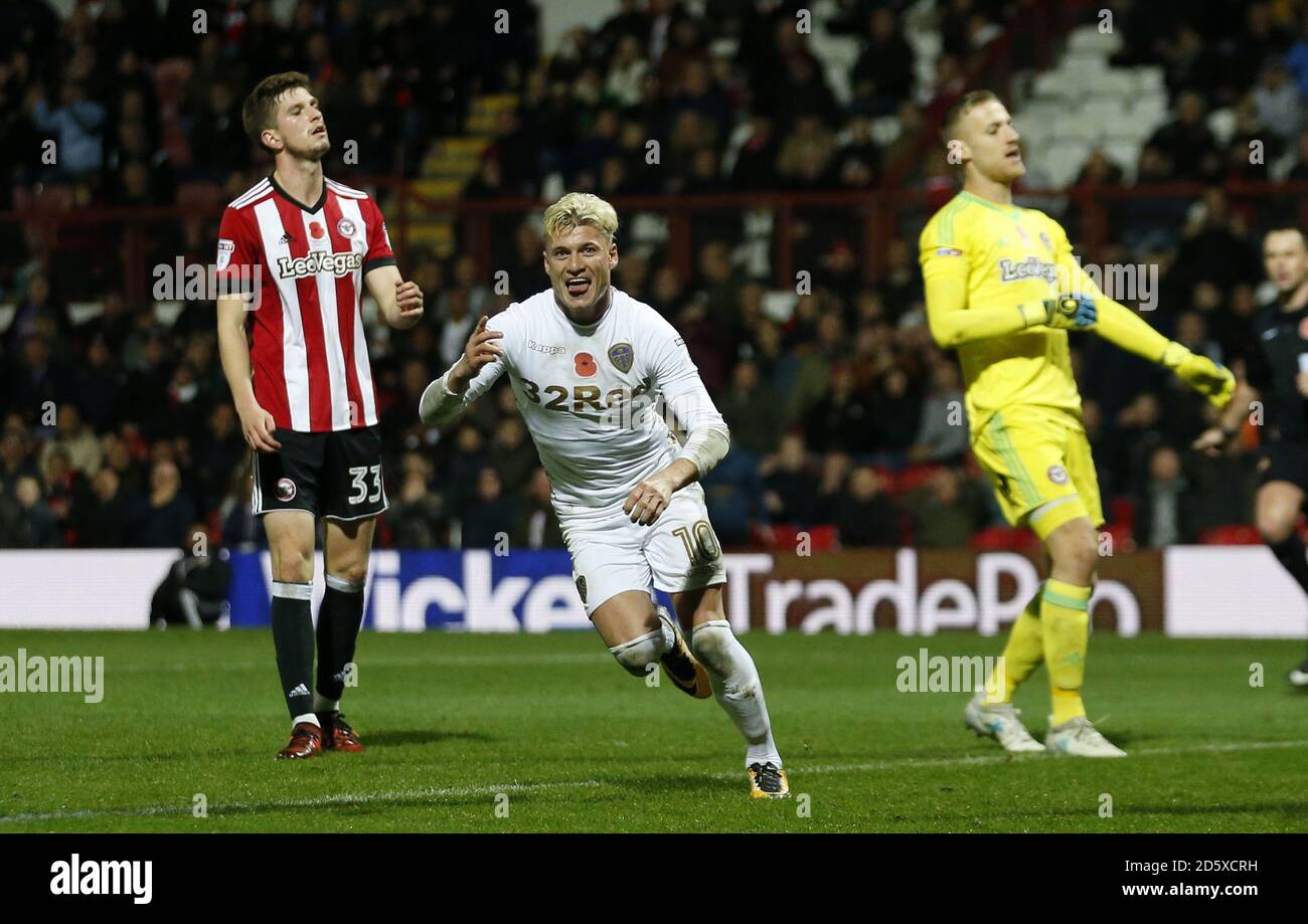 Leeds United's Ezgjan Alioski celebrates scoring their first goal Stock ...