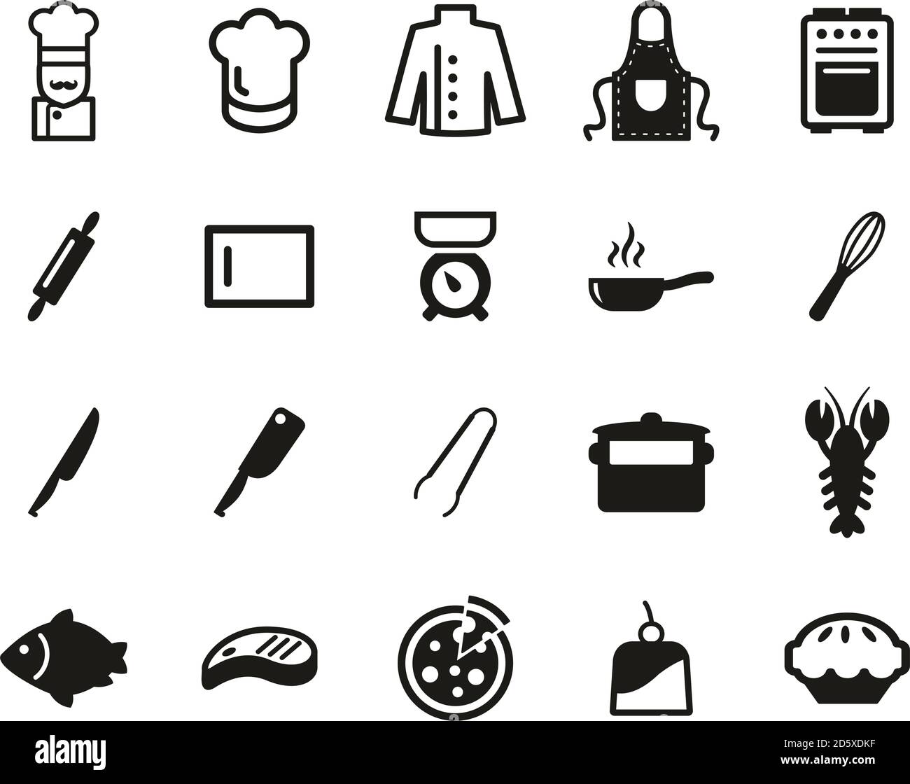 Chef Or Cook Icons Black & White Set Big Stock Vector Image & Art - Alamy