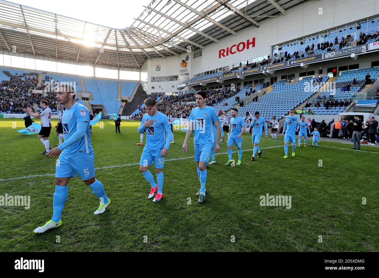 Coventry City's Rod McDonald (left), Jordan Ponticelli (centre) and ...