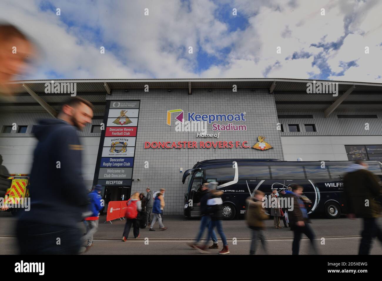 Fans arrive at the Keepmoat Stadium Stock Photo - Alamy