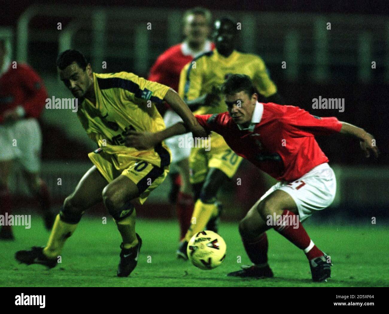 Swindon Town's Sol Davis and Charlton Athletic's Clive Mendonca battle ...