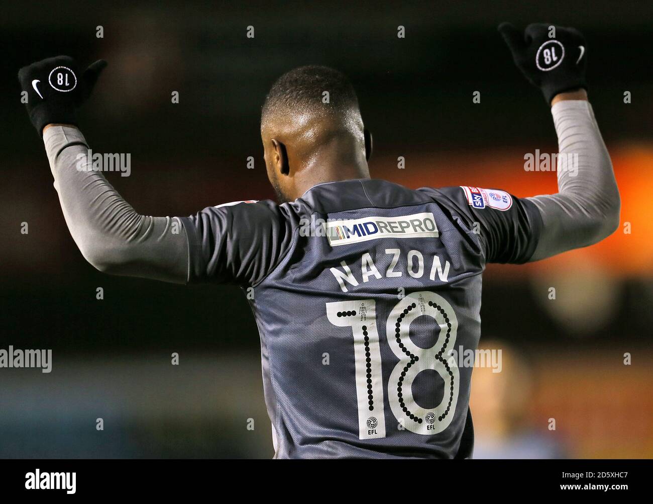 Coventry City's Duckens Nazon celebrates the win Stock Photo - Alamy