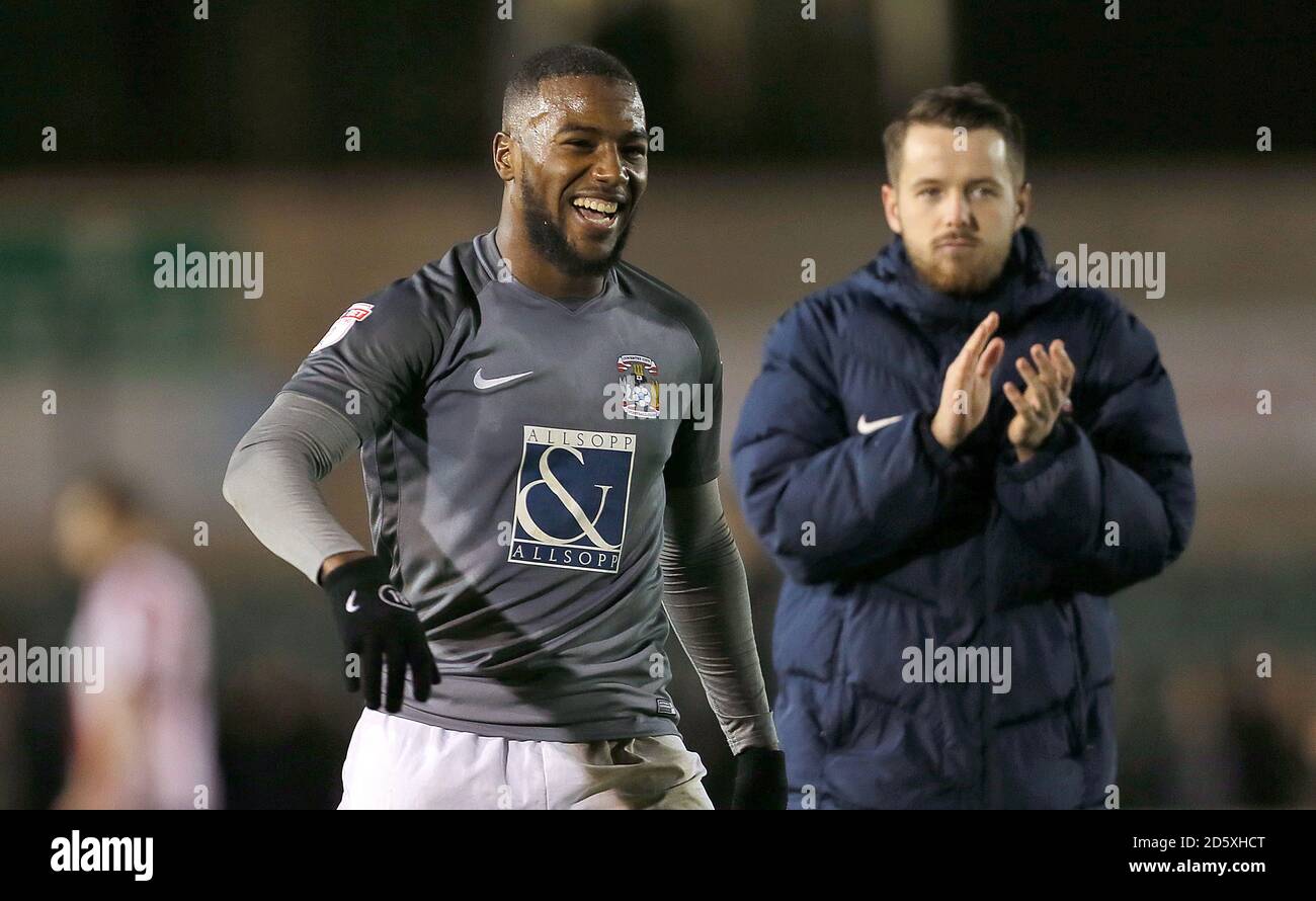 Coventry City's Duckens Nazon celebrates the win Stock Photo - Alamy