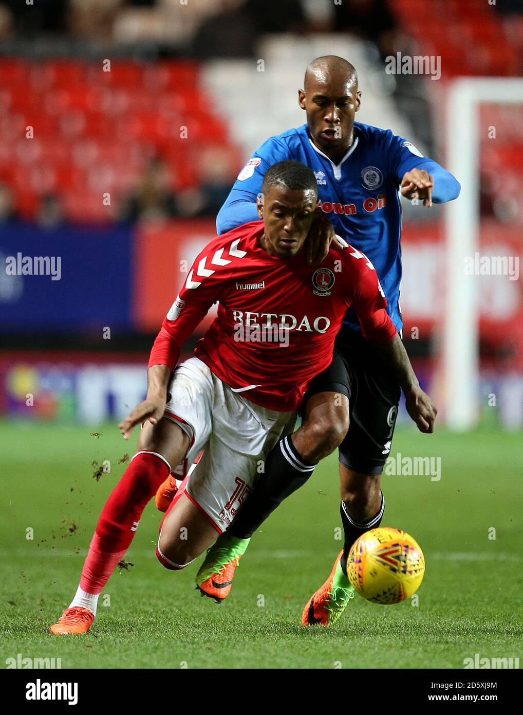 Charlton Athletic's Ezri Konsa Ngoyo and Rochdale'€™s Calvin Andrew in ...
