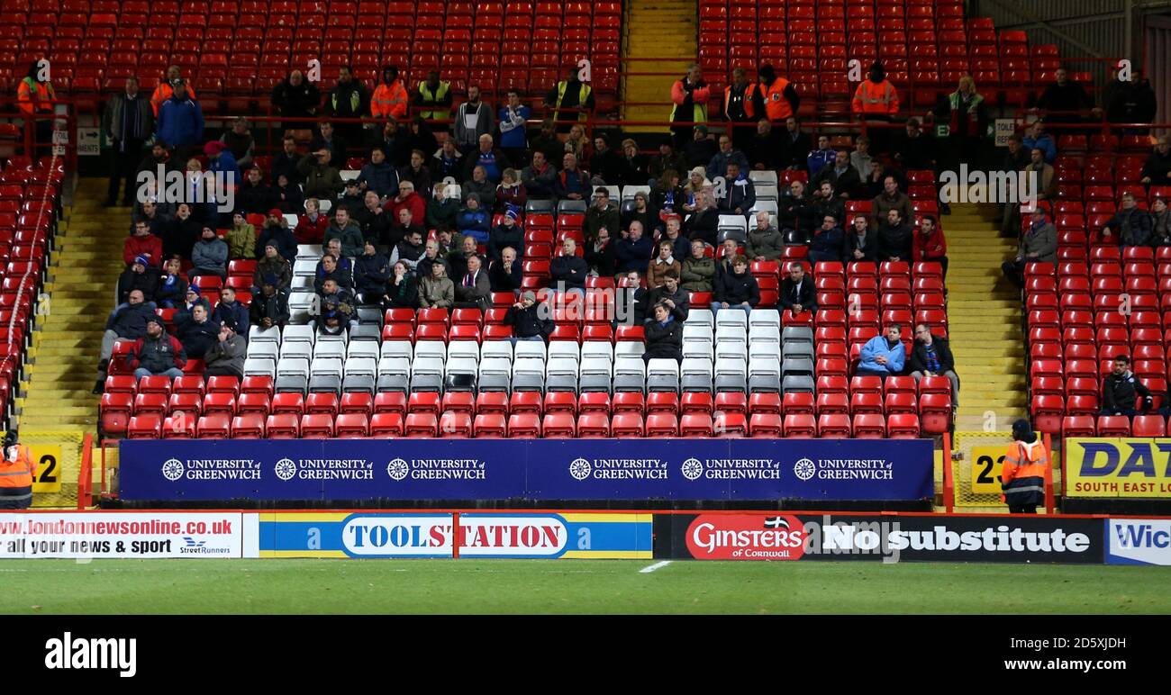 Rochdale's fans in the stands during the game Stock Photo - Alamy