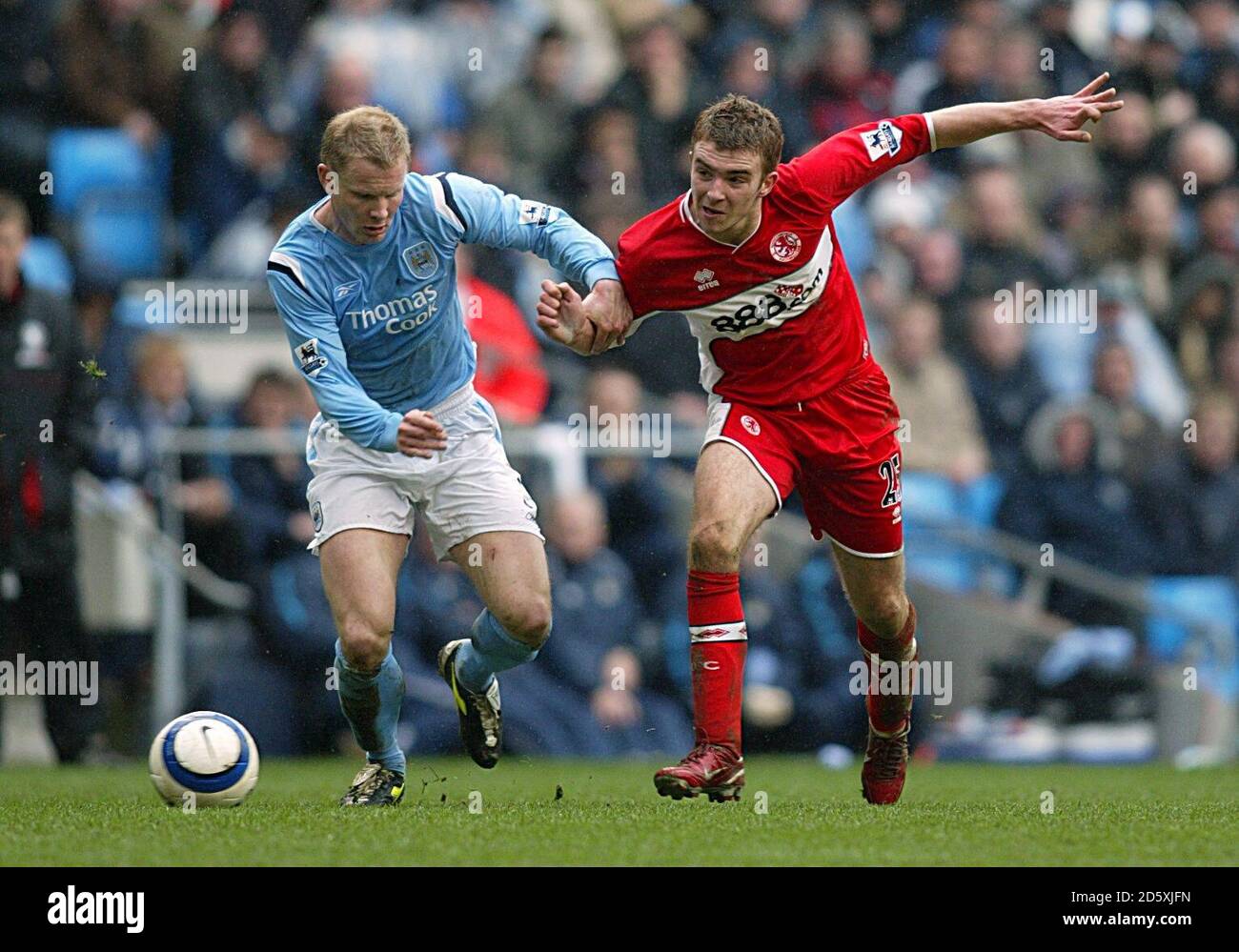 Manchester City's Ben Thatcher and Middlesbrough's James Morrison Stock ...