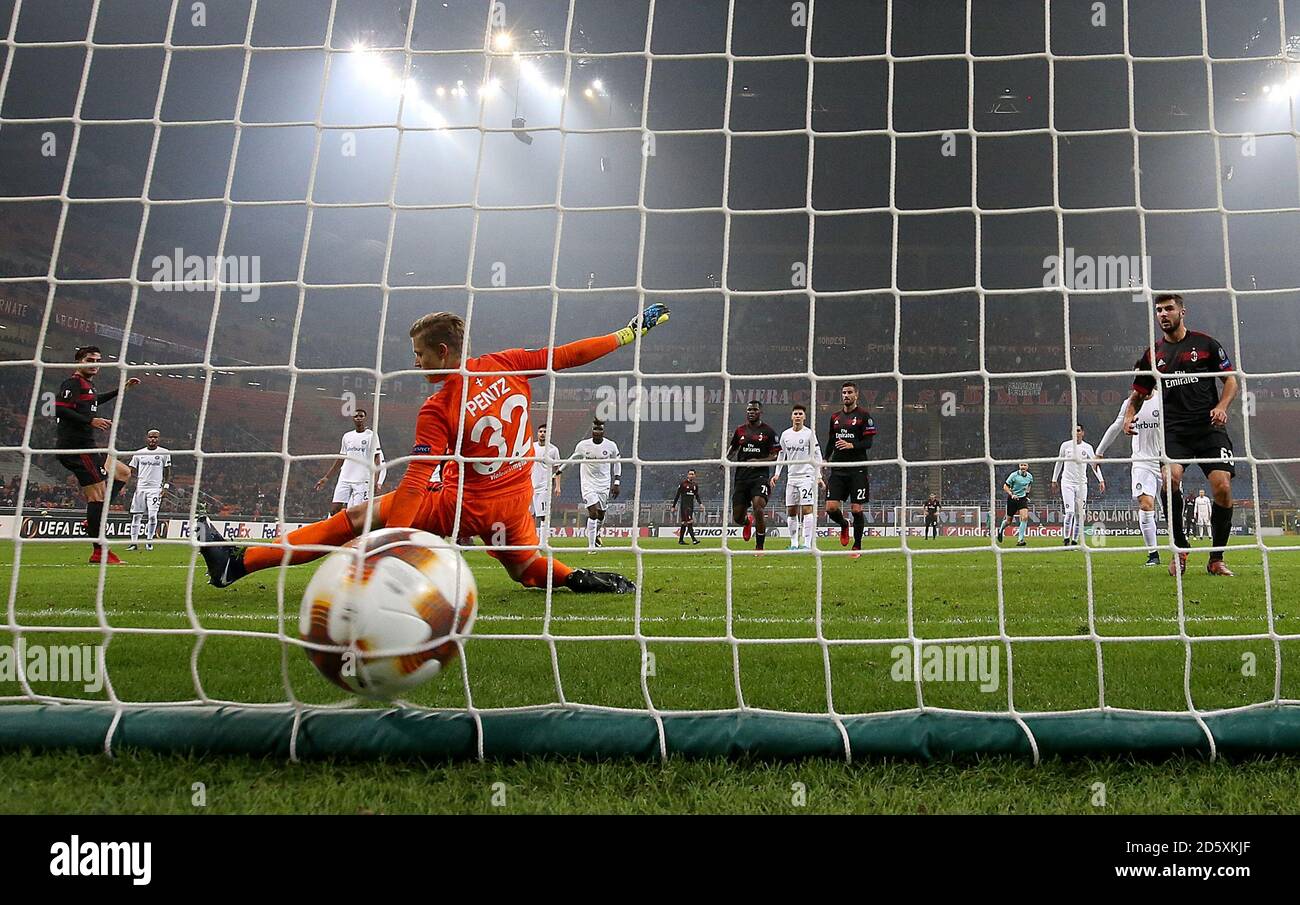 AC Milan Andre Silva scores his sides second goal Stock Photo - Alamy