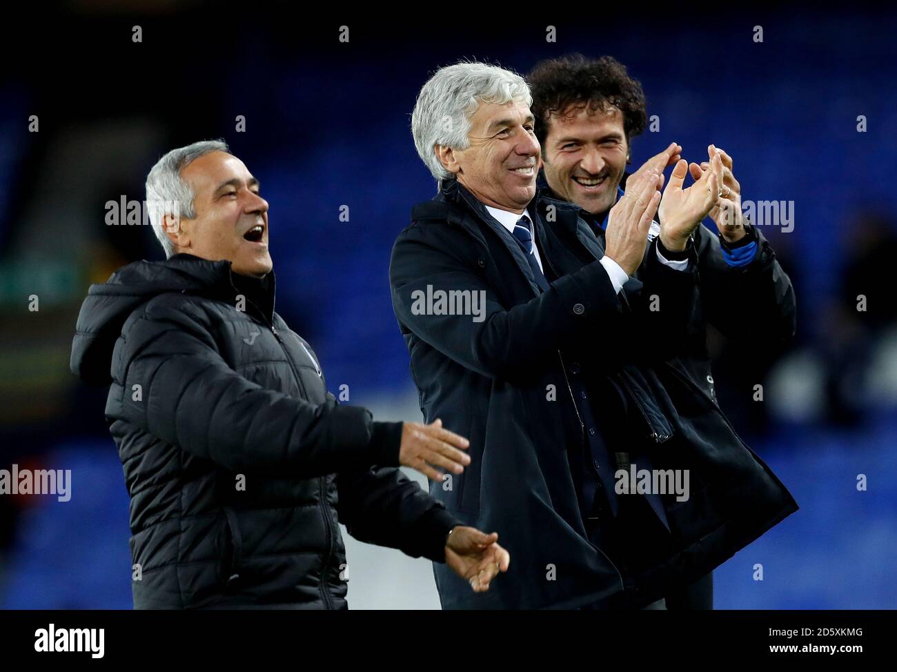 Atalanta manager Gian Piero Gasperini (centre) celebrates after the ...