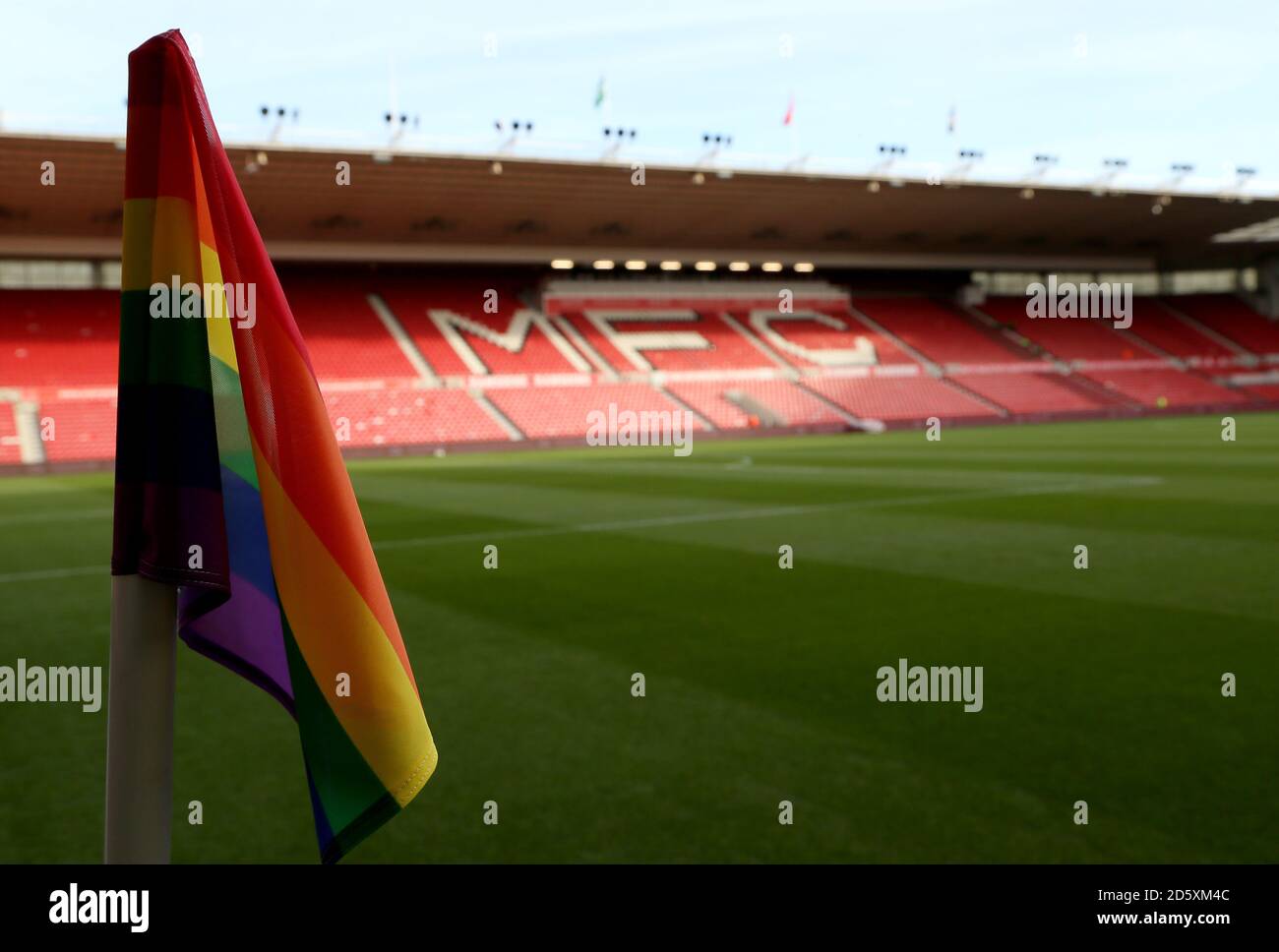 A Rainbow corner flag at Middlesbrough's Riverside Stadium, part of the ...