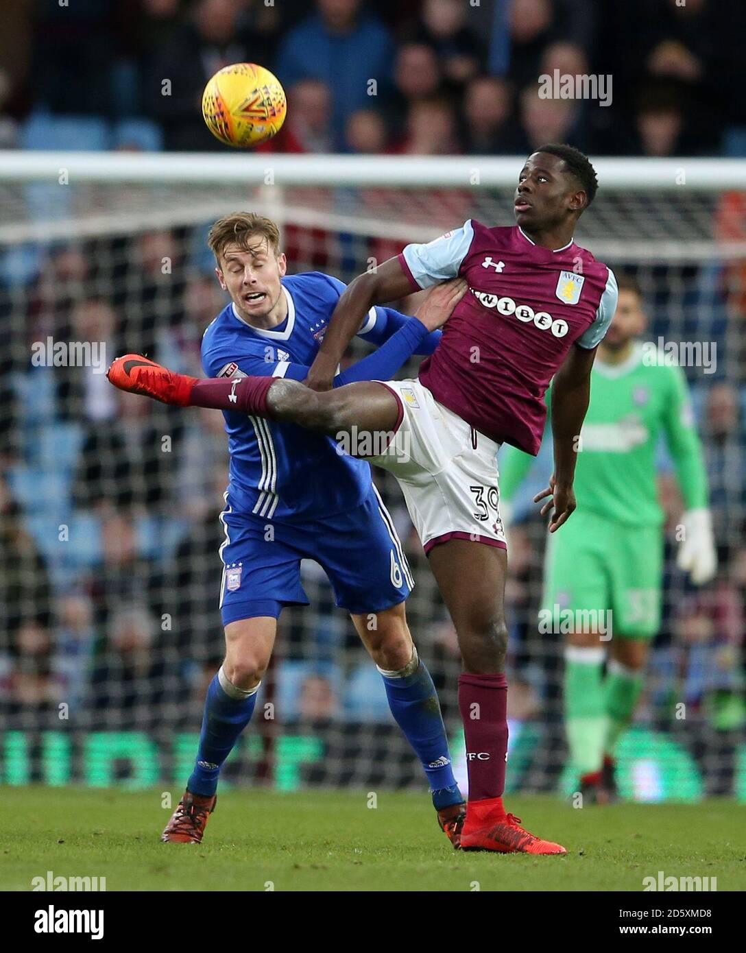 Aston Villa's Keinan Davis (right) and Ipswich Town's Adam Webster in ...