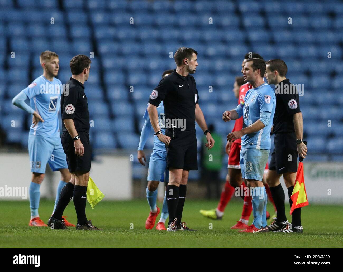 Coventry City's captain Michael Doyle has words with referee Craig ...
