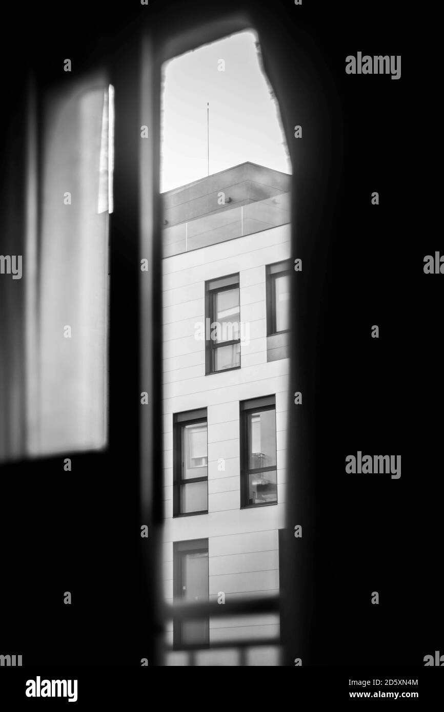 building windows seen from the window of another house opposite Stock ...
