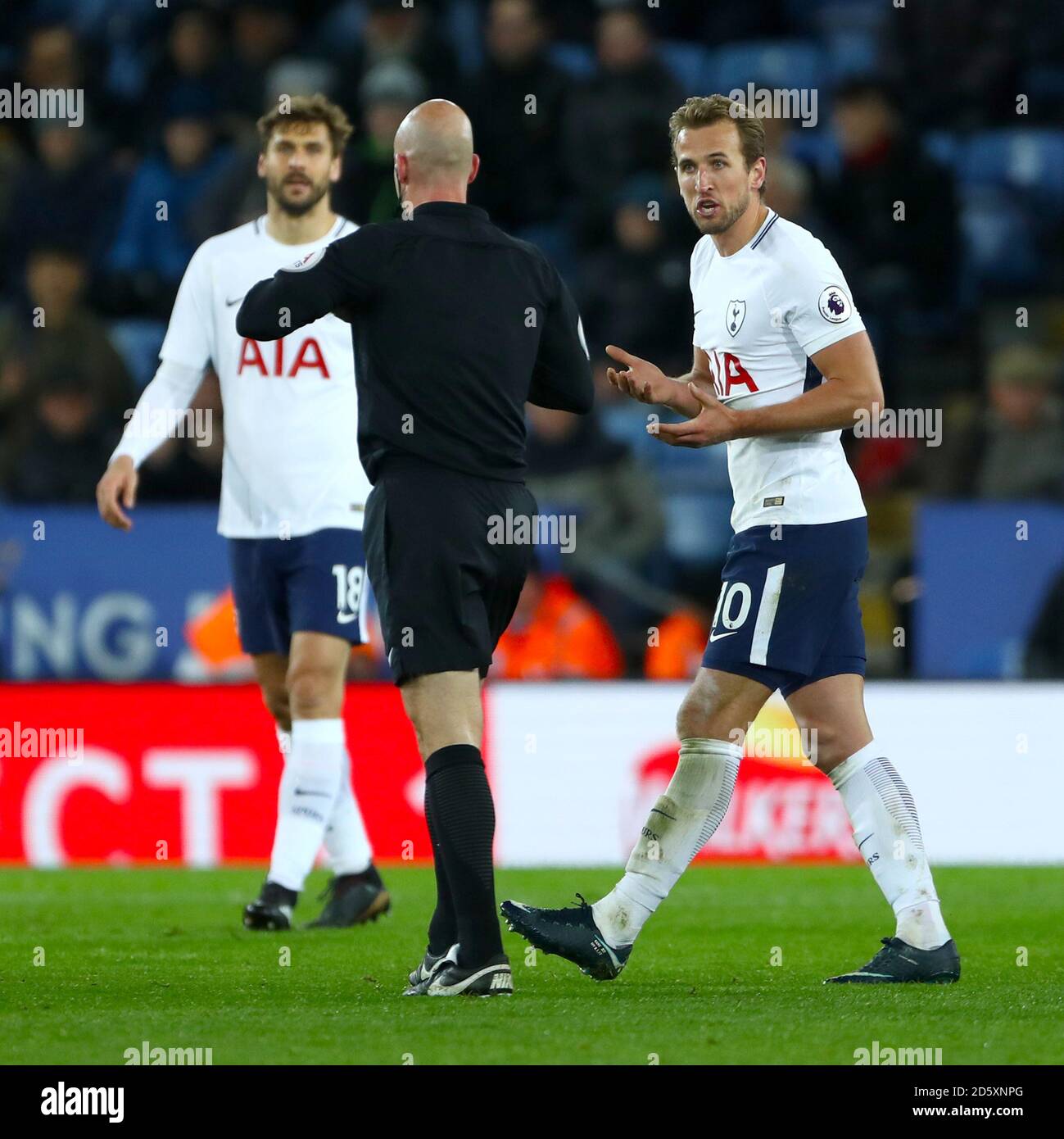 Tottenham Hotspur's Harry Kane (right) appeals to referee Anthony ...