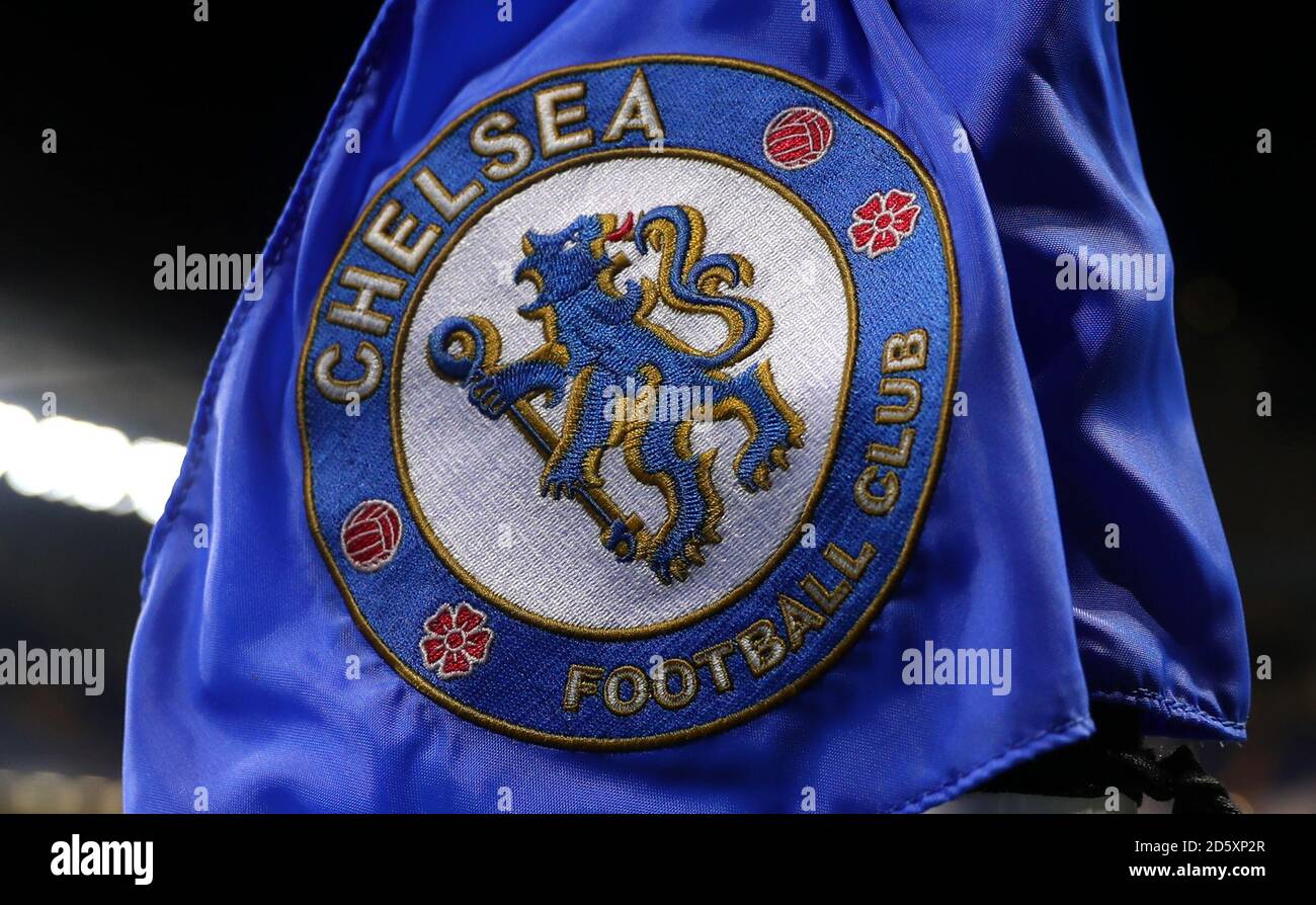 A general view of the Chelsea badge on a corner flag prior to the match ...