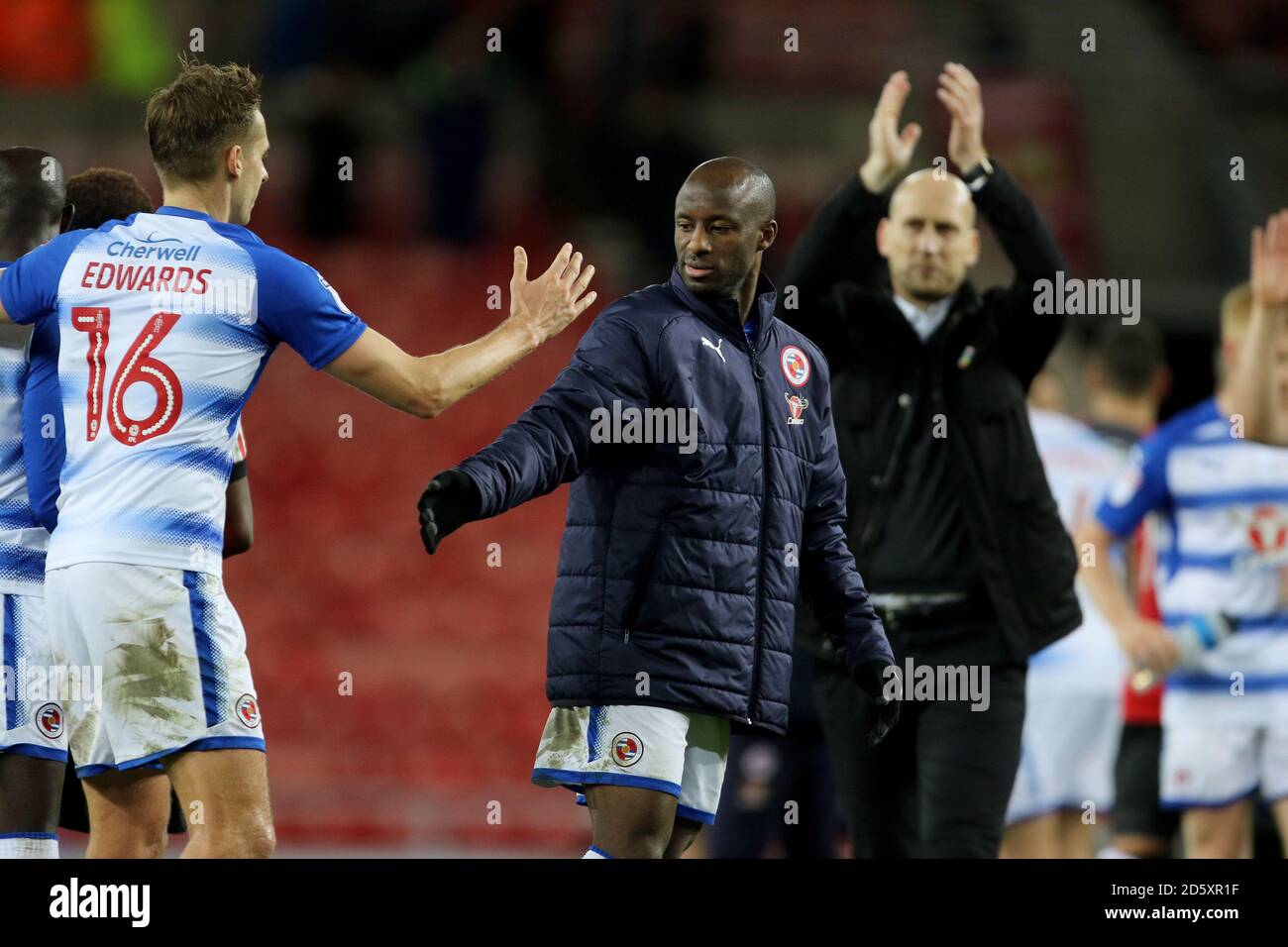 Reading's David Edwards (left) and Reading's Sone Aluko celebrate the ...