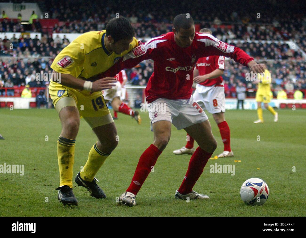 Nottingham Forest's Nathan Tyson and Colchester United's Garry Richards ...