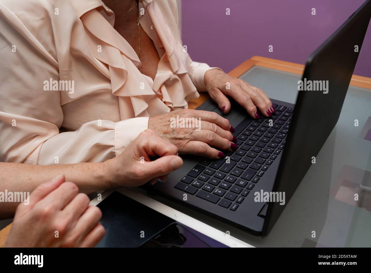 Senior mature older woman typing hi-res stock photography and images ...