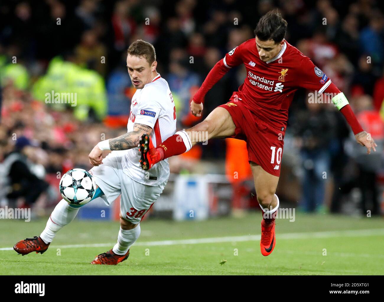 Spartak Moscow's Andrey Eschenko (left) and Liverpool's Philippe ...