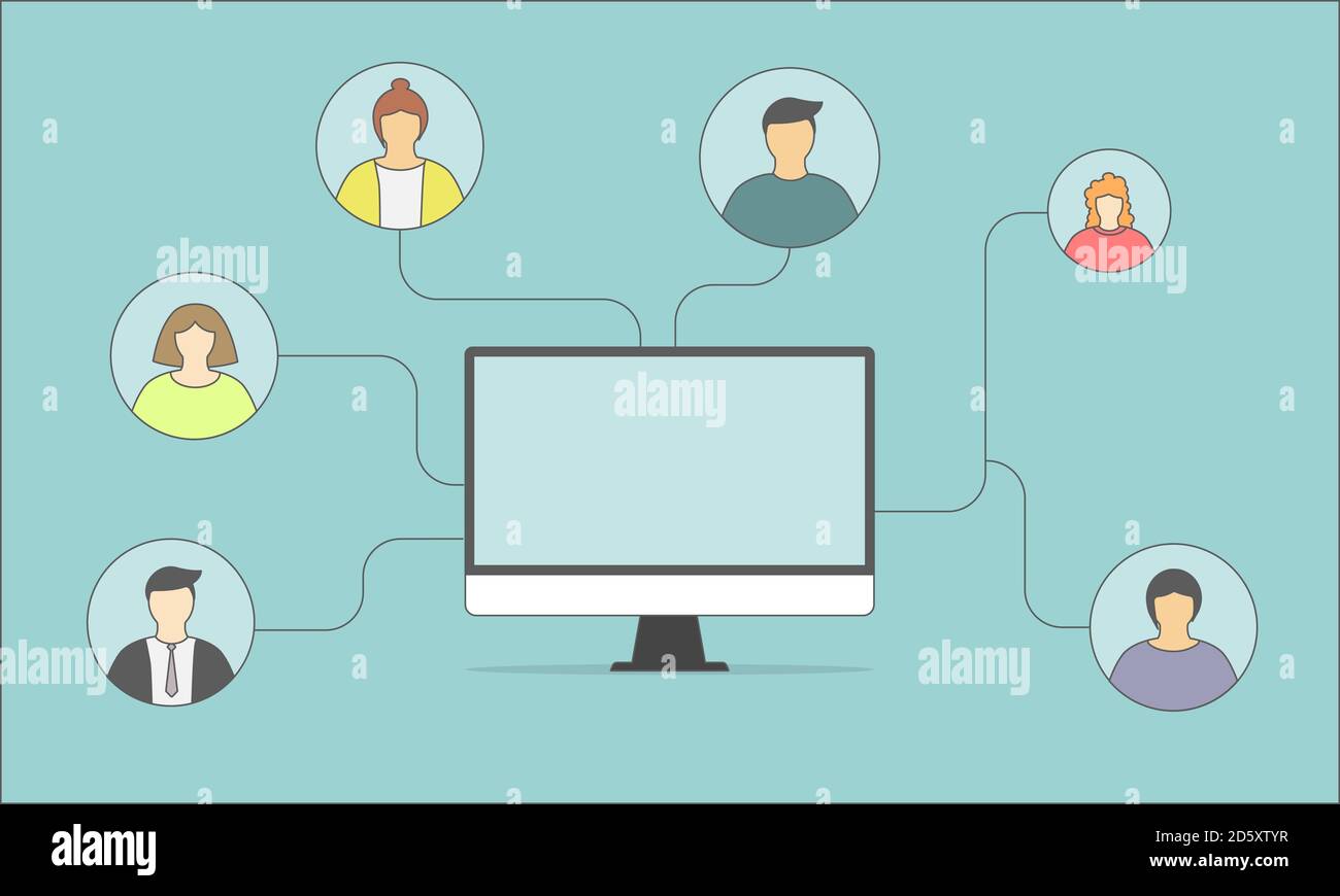 People connecting and working online. Vector illustration Stock Vector ...