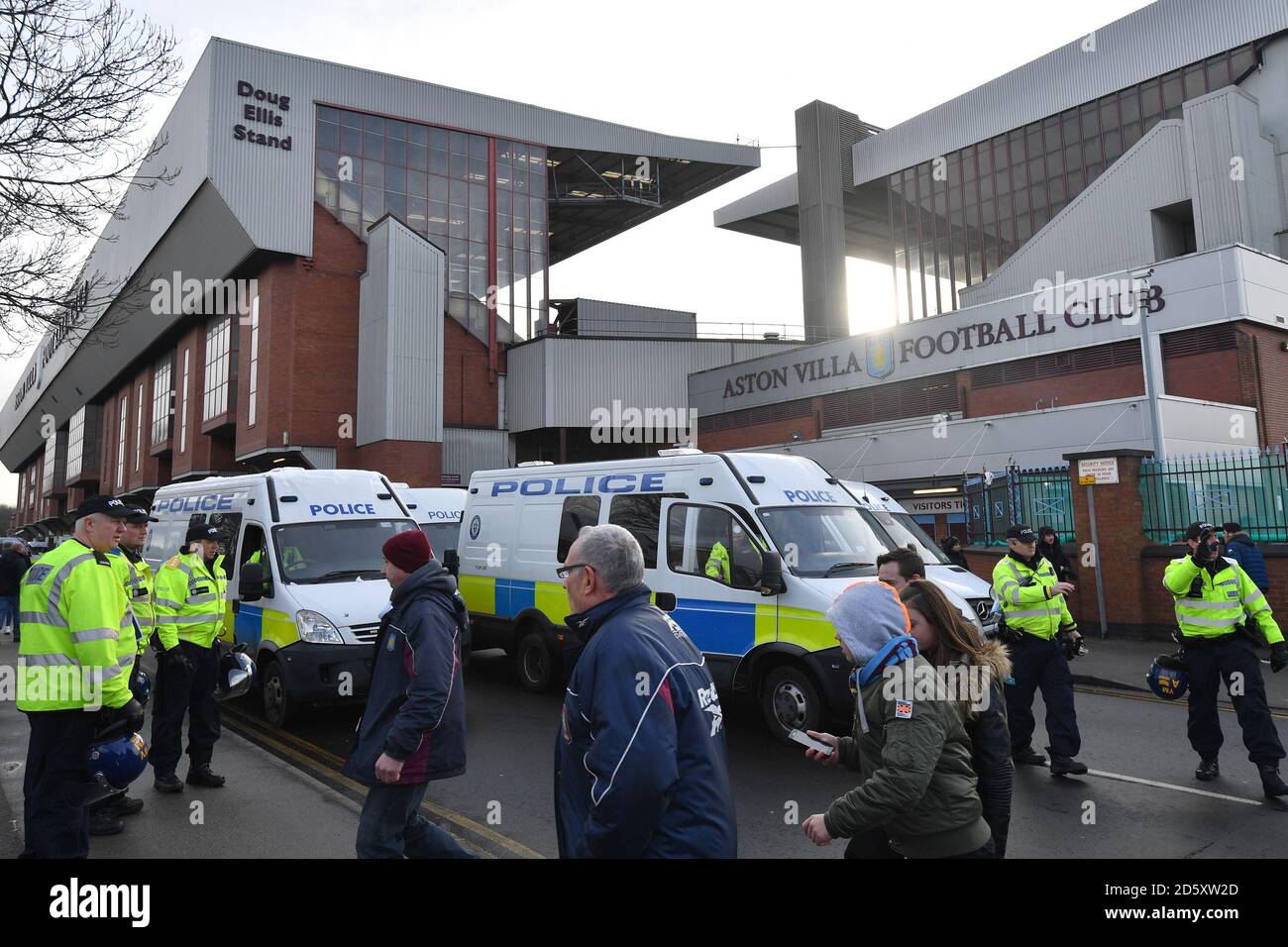A heavy police presence is seen outside Villa Park Stock Photo - Alamy