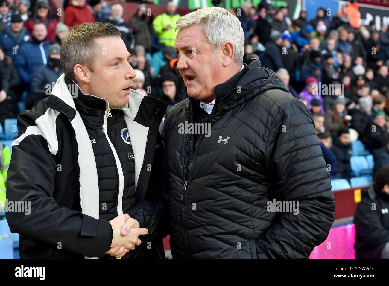 Millwall manager Neil Harris and Aston Villa manager Steve Bruce Stock ...