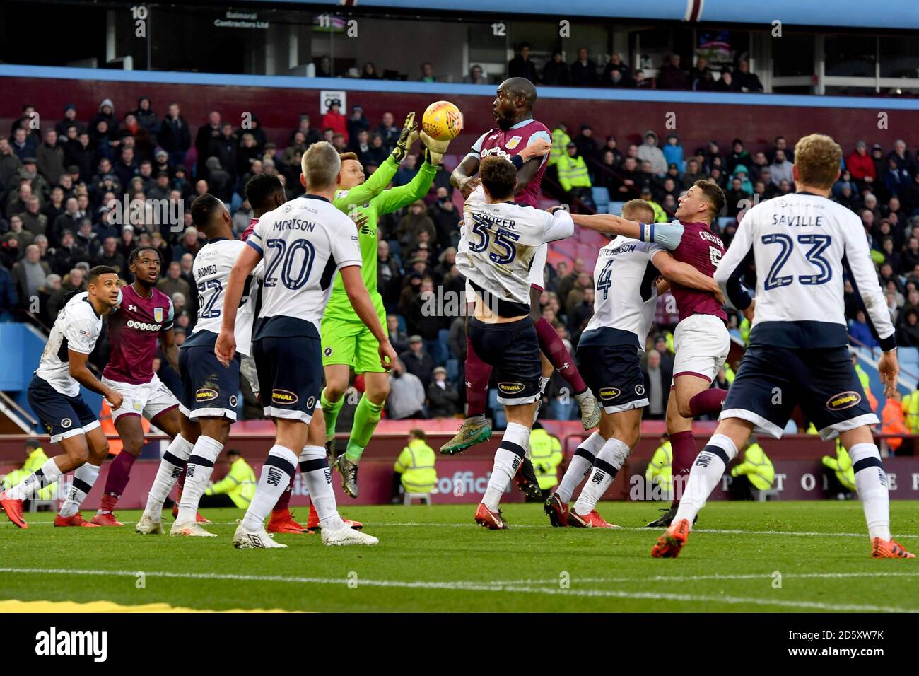 Aston Villa's Christopher Samba sees his header saved Stock Photo - Alamy