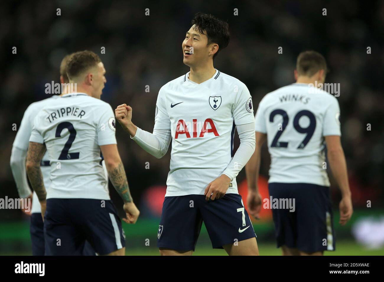Tottenham Hotspurs Son Heung Min Celebrates Scoring His Sides Second
