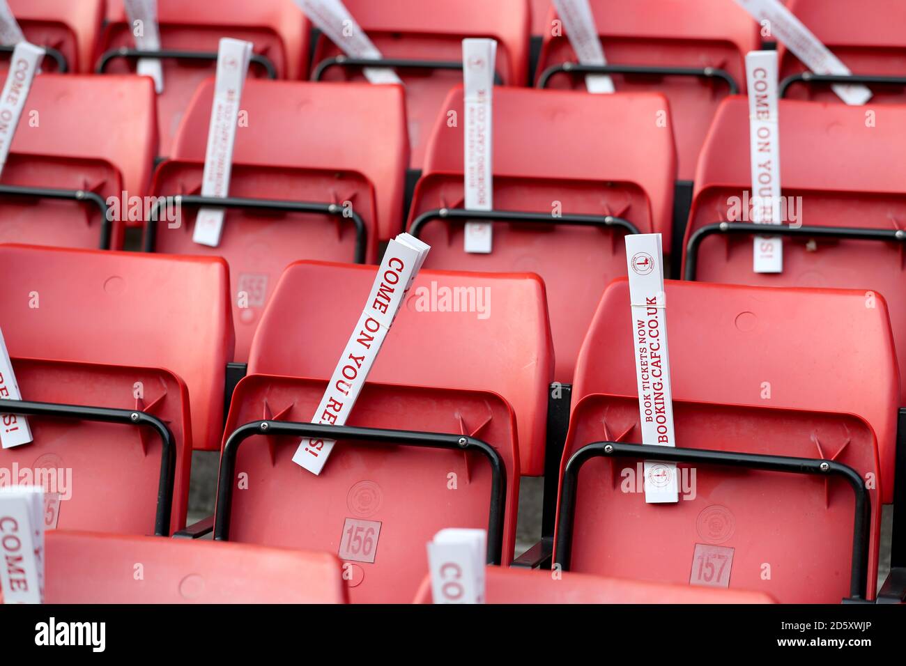 Paper clappers in the stands before kick off at Charlton Athletic ...
