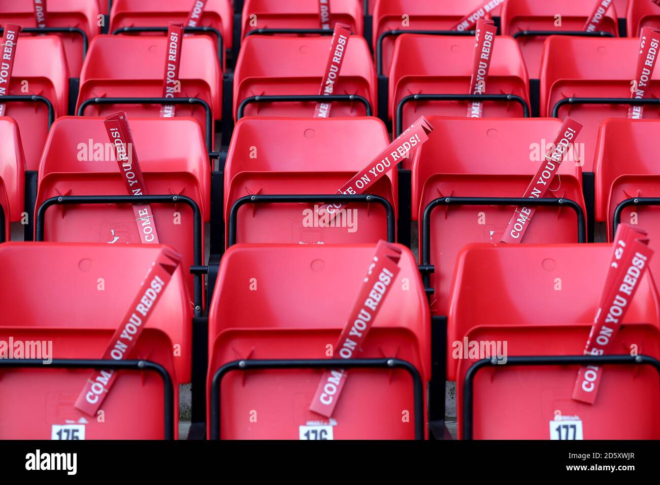 Paper clappers in the stands before kick off at Charlton Athletic ...