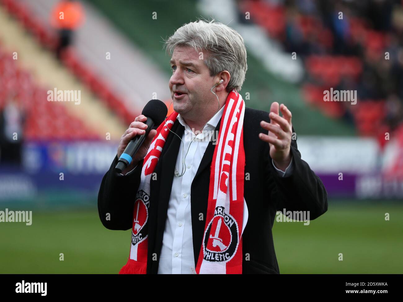 Opera singer Martin Toal performs before kick off of the Sky Bet League ...