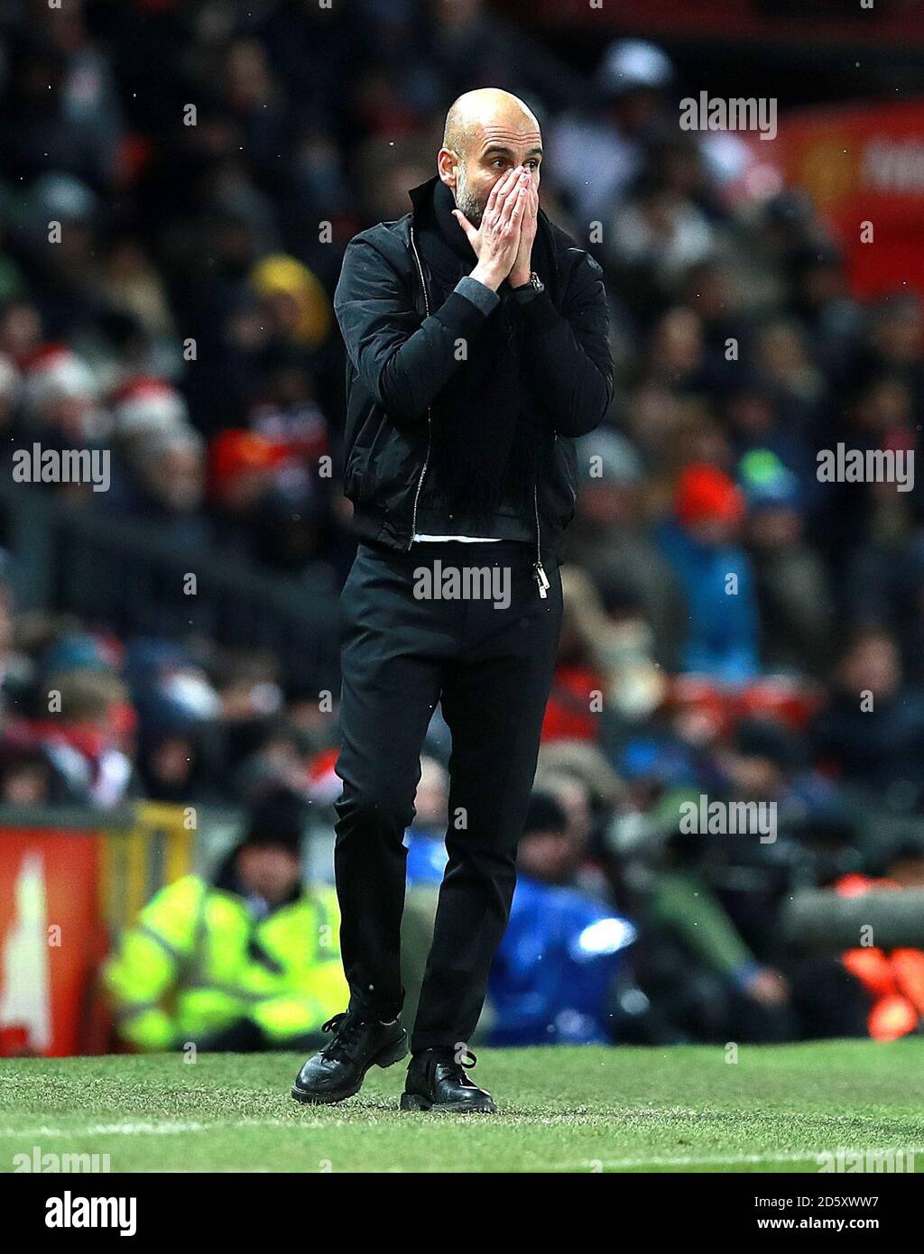 Manchester City manager Pep Guardiola reacts on the touchline Stock ...