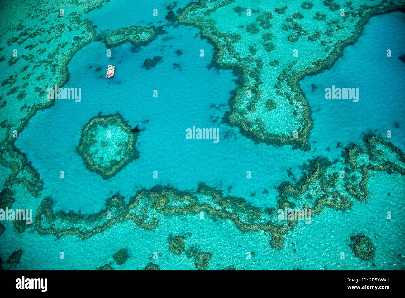 Aerial view of the amazing Queensland Coral Reef from the airplane ...