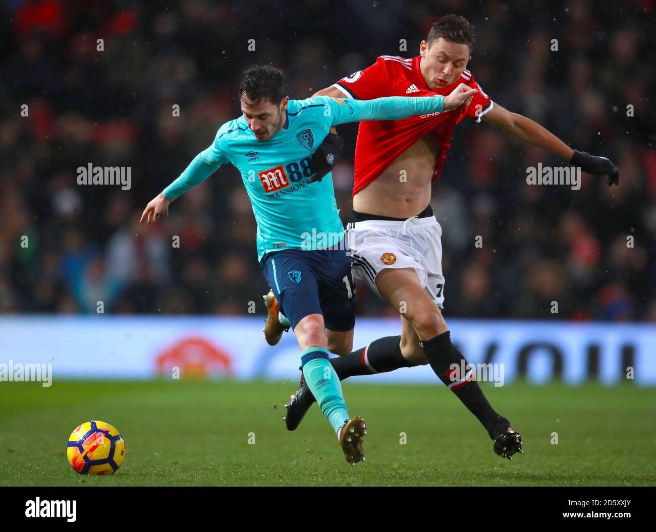 Manchester United's Nemanja Matic and AFC Bournemouth's Adam Smith ...