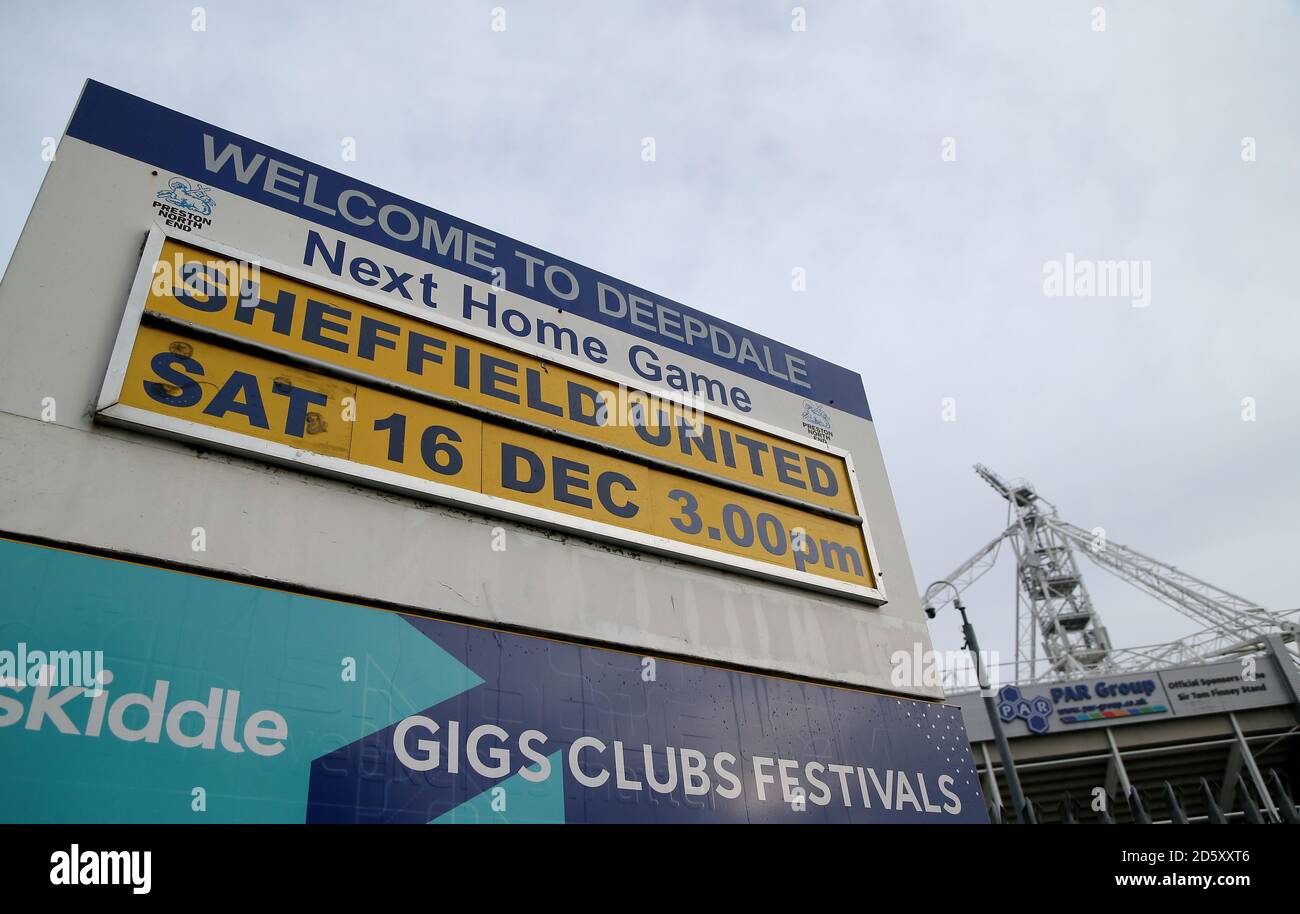 A general view of the next match sign at Deepdale Stock Photo - Alamy