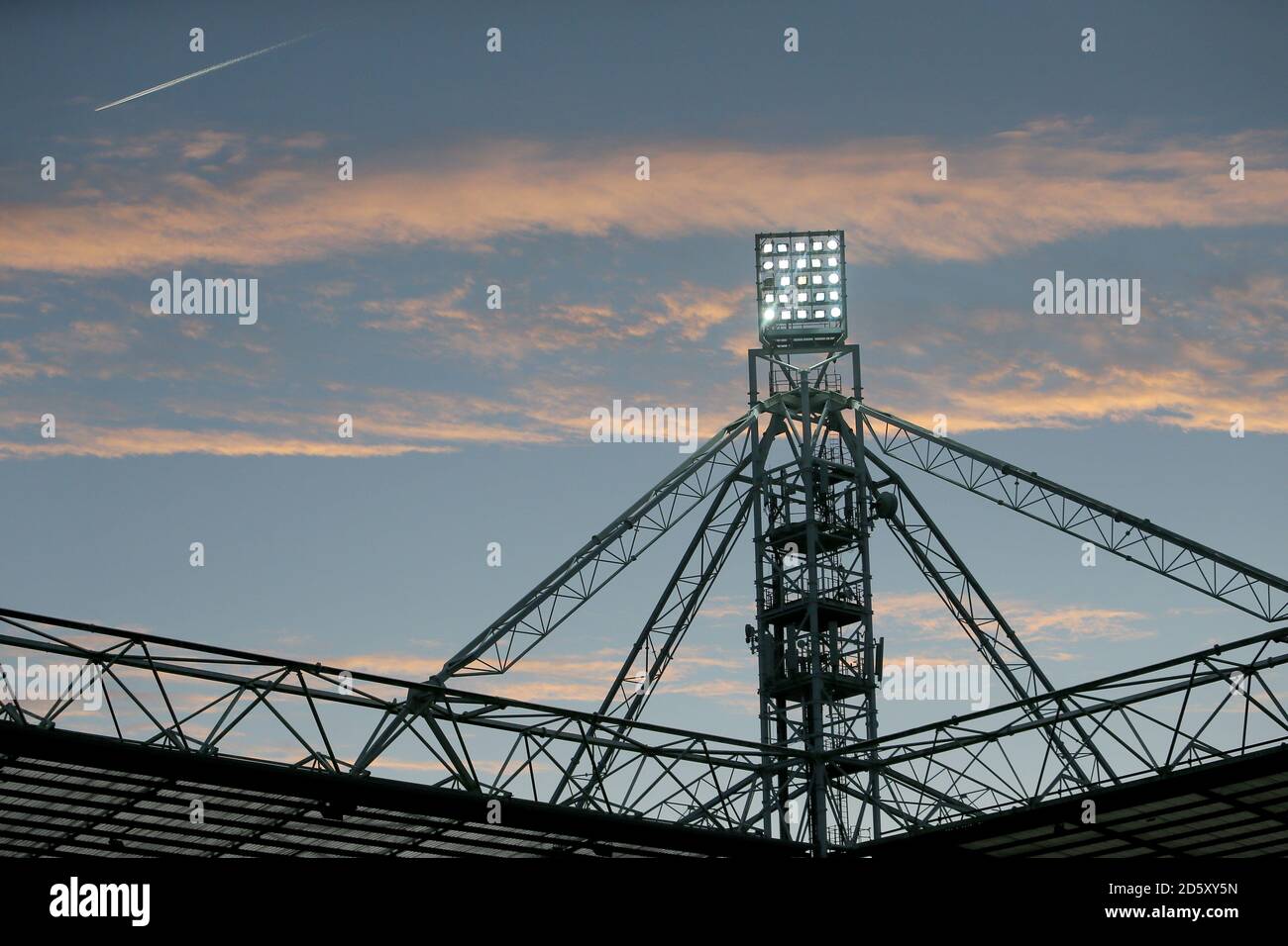 Sun goes down over Preston North End's Deepdale Stadium Stock Photo - Alamy