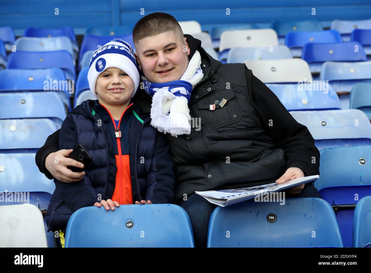 Birmingham City fans Craig Smith and his son in the stands before kick ...